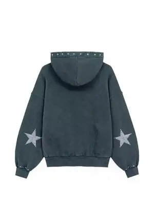 TWOJEYS Studded Zip-up Hoodie With Star Print