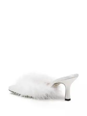 Mach & Mach Carolyn B Feather-trim Square-toe Mules