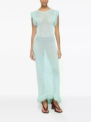 Paris Georgia Fringed Fishnet Dress - Blue