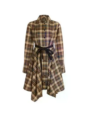 PATOU Midi Check Handkerchief-hem Dress - Brown