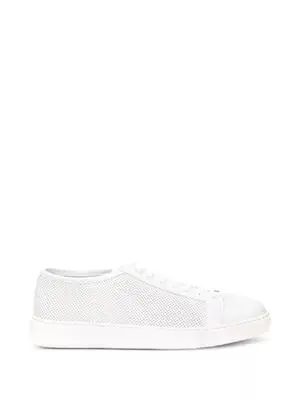 Santoni Perforated Leather Sneakers - White