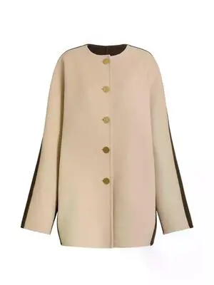 Alberta Ferretti Two-tone Button-up Wool Short Coat - Neutrals