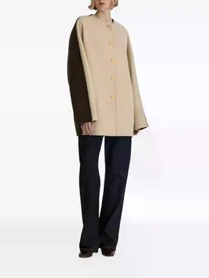 Alberta Ferretti Two-tone Button-up Wool Short Coat