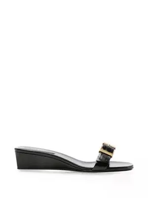 Khaite Manhattan Buckle-detail Wedge Sandals - Black