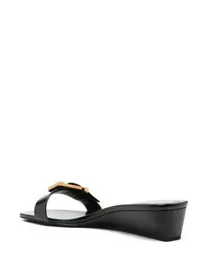 Khaite Manhattan Buckle-detail Wedge Sandals - Black