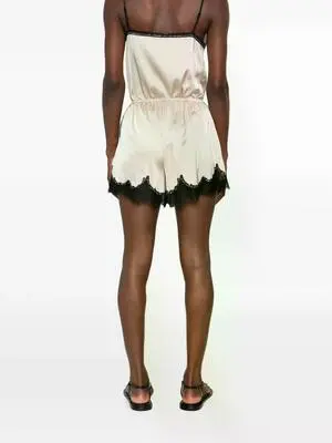 Maje Lace-trim Satin-finish Shorts