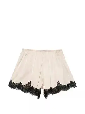 Maje Lace Trim Satin Shorts - Neutrals