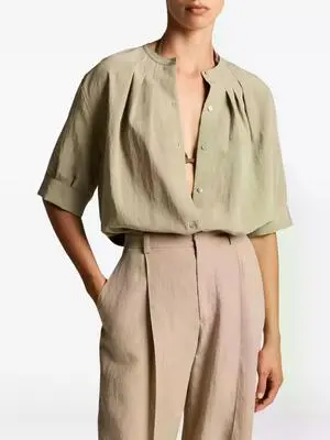 Vince Pleated Short-sleeve Blouse - Neutrals