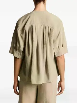 Vince Pleated Short-sleeve Blouse
