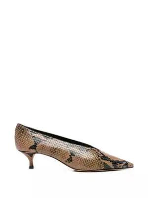 Le Monde Beryl Babouche Snake-effect Heeled Pumps