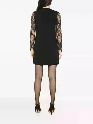 Valentino Garavani Lace-sleeve Mini Dress - Black