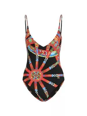 Dolce & Gabbana Carretto-print One-piece Swimsuit