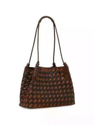 Etro Small Libra Tote Bag In Suede And Woven Leather