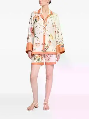 Elie Saab Floral-print Silk Shorts