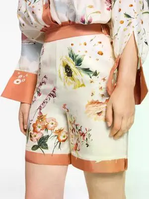 Elie Saab Floral-print Silk Shorts