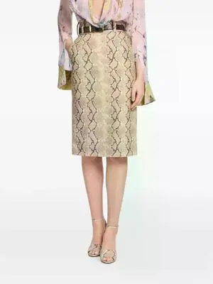 Elie Saab Python-print Belt-loops Midi Skirt