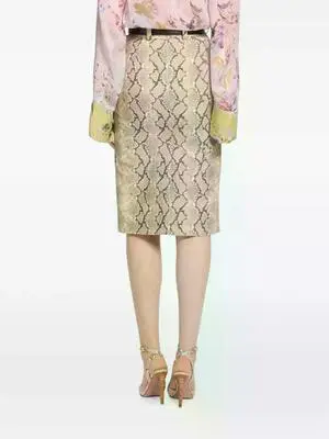 Elie Saab Python-print Belt-loops Midi Skirt