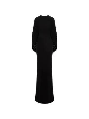 SEEN USERS Fallen Angel Ruched-sleeve Maxi Dress - Black