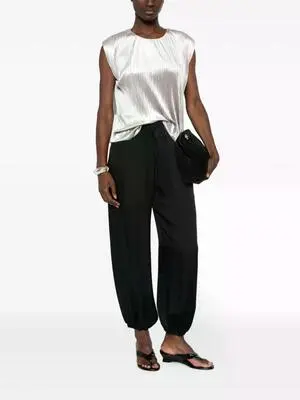 FORTE_FORTE Drawstring Waist Elasticated Cuff Trousers - Black