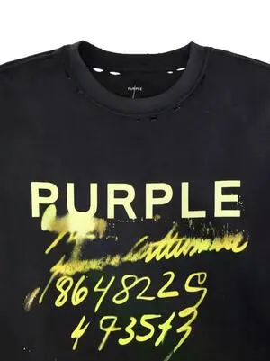 PURPLE BRAND Distressed Logo-print T-shirt - Black