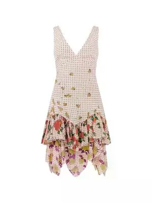 DONDE ESTEBAN Pajaritos Y Rosas Mini Dress - Neutrals