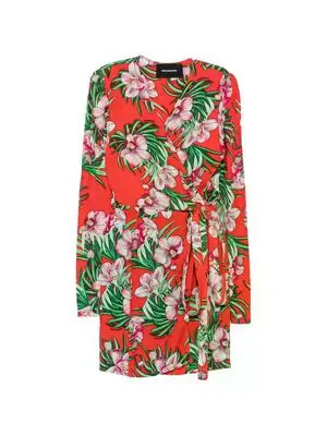 MARCO BOLOGNA Floral-print Wrap Mini Dress - Red