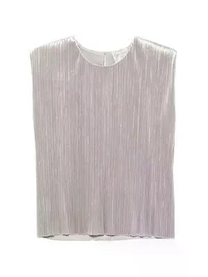FORTE_FORTE Sleeveless Plissé Top - Silver