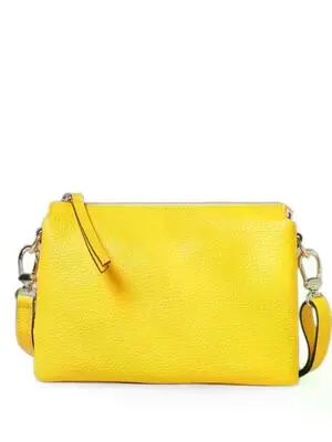 SKYTOS Ale Pebbled Leather Cross Body Bag - Yellow