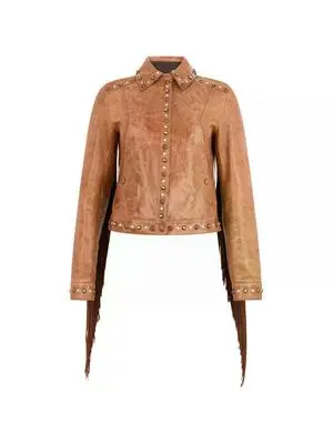 Roberto Cavalli Fringed-detail Stud-embellished Jacket