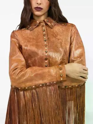 Roberto Cavalli Fringed-detail Stud-embellished Jacket