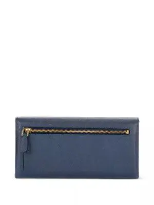 Prada Saffiano Flap Continental Wallet - Blue