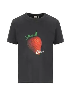 Chloé Strawberry-print Logo-print T-shirt