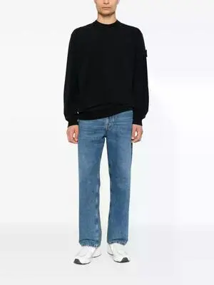 Stone Island Logo Patch Long Sleeve Sweater - Blue