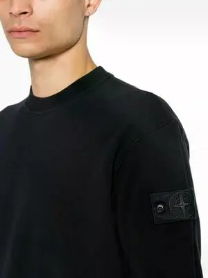 Stone Island Logo Patch Long Sleeve Sweater - Blue