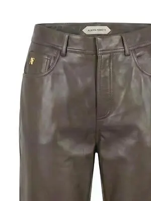 Alberta Ferretti Leather Trousers With Logo Plaque
