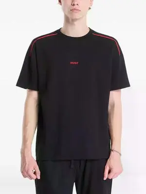 Hugo Noah Logo-print Tape-detail T-shirt - Black