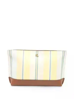 Ralph Lauren Striped Leather-trim Clutch Bag