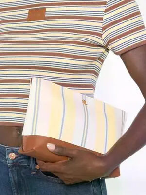 Ralph Lauren Striped Leather-trim Clutch Bag