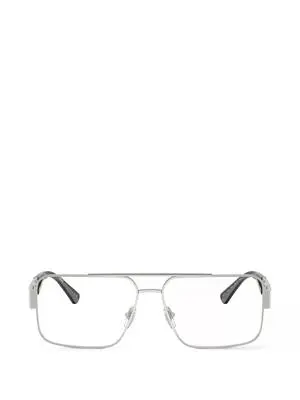 Versace Rectangle Logo Full Rim Eyeglasses - Silver