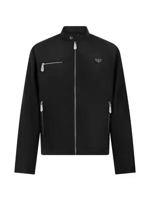 Philipp Plein Nylon Moto Jacket With Hexagon Logo Patch