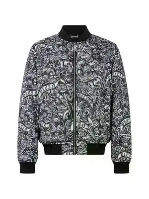 Philipp Plein Nylon Bomber All-over Tattoo Jacket - Black