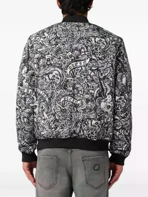 Philipp Plein All-over Tattoo Print Bomber Jacket - Black