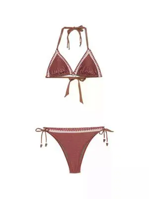 BANANA MOON Glitter-effect Crochet-trim Bikini - Brown