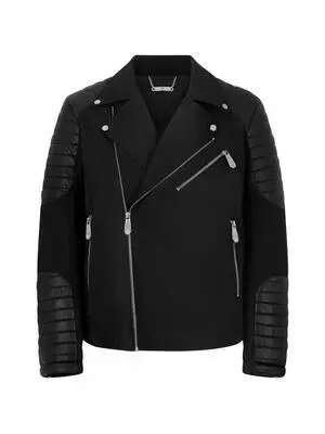 Philipp Plein Nylon Biker Jacket With Eco Leather Inserts
