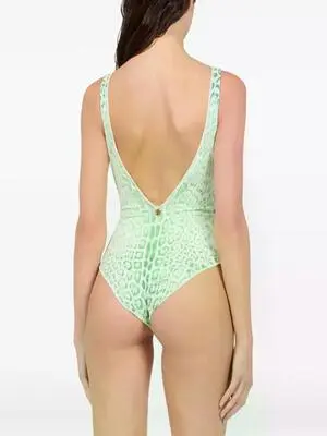 Roberto Cavalli Jaguar Print V-neck One Piece Swimsuit