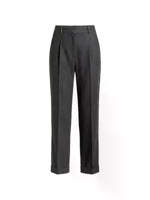 Peserico Pleated Turn-up Trousers - Grey