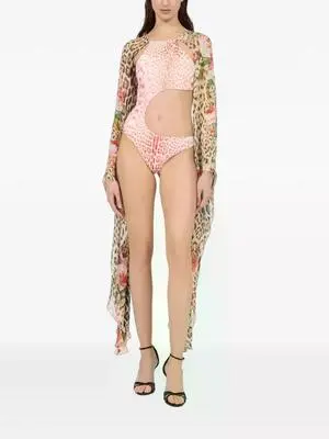 Roberto Cavalli Leopard-print Cut-out Swimsuit