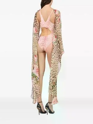 Roberto Cavalli Leopard-print Cut-out Swimsuit