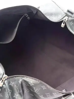 LOUIS VUITTON Monogram Eclipse Keepall Bandoulière 55 Luggage Bag - Black