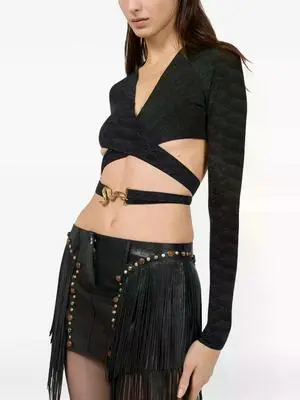 Roberto Cavalli Snake-plaque Wrap-around Top